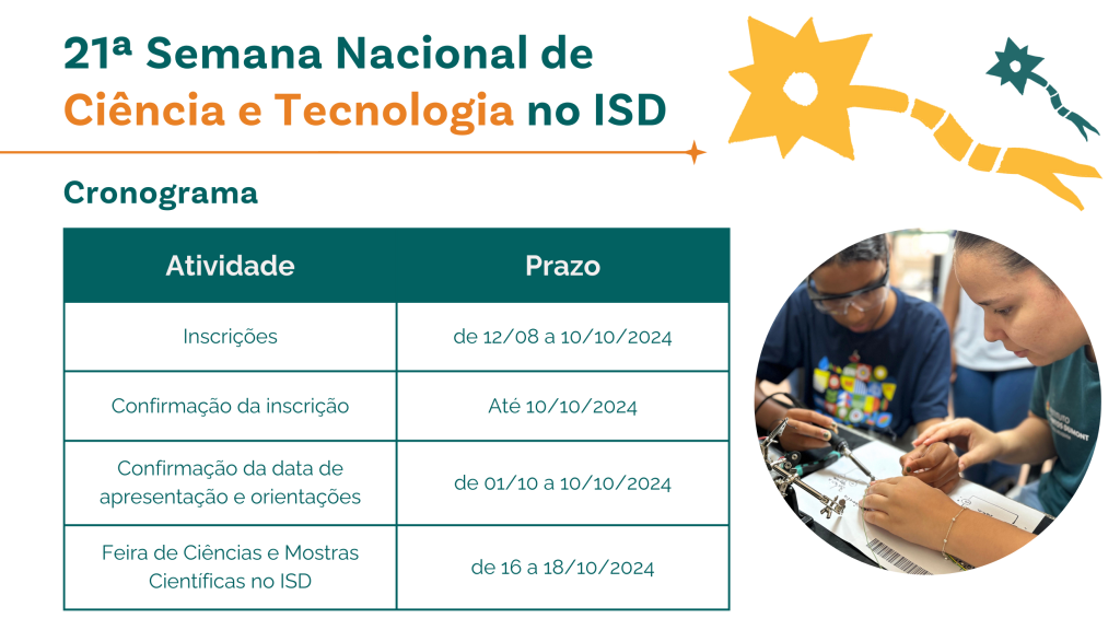 Cronograma SNCT ISD | Instituto Santos Dumont | Educação para a Vida